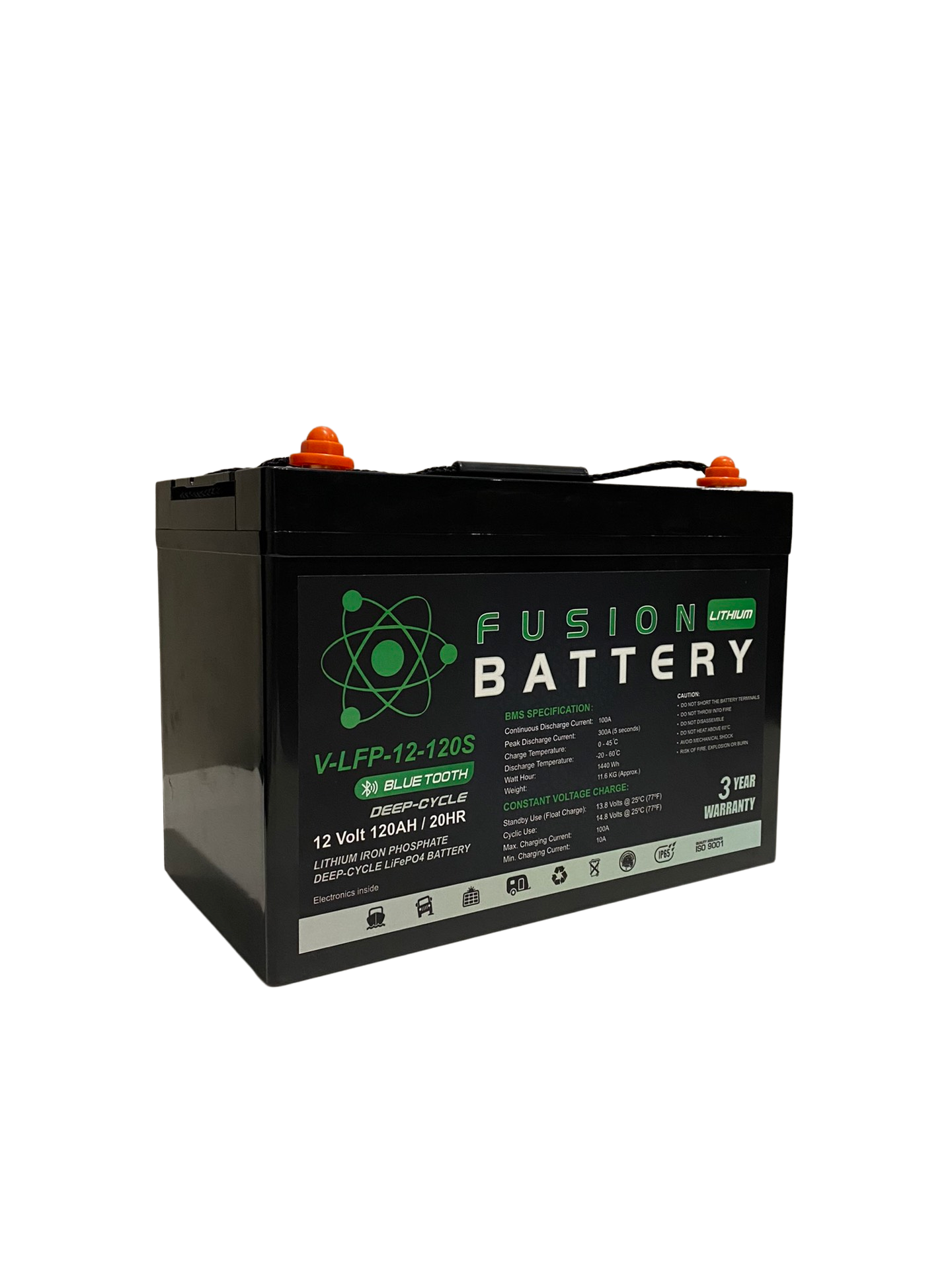V-LFP-12-120S | 12v 120AH Fusion Lithium Battery | Deep Cycle